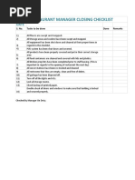 Server Sidework Checklist | PDF | Restaurants | Home