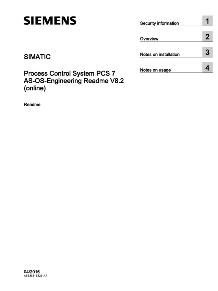 Simatic Process Control System PCS 7 AS-OS-Engineering Readme V8.2 ...