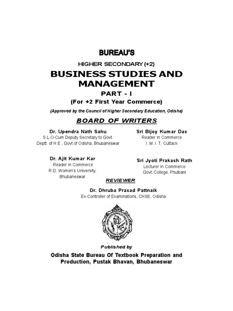+2 Business Studies & Management, Part-I | PDF | Employment | Business