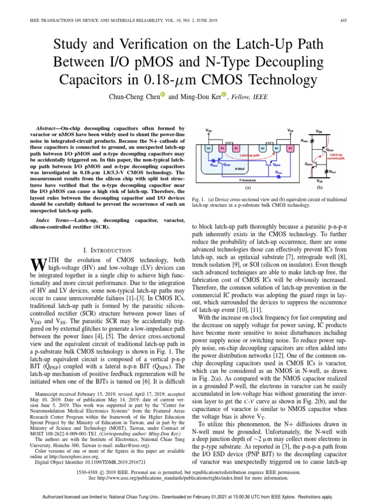 Study and Verification On The Latch-Up Path Between I/O pMOS and N-Type ...