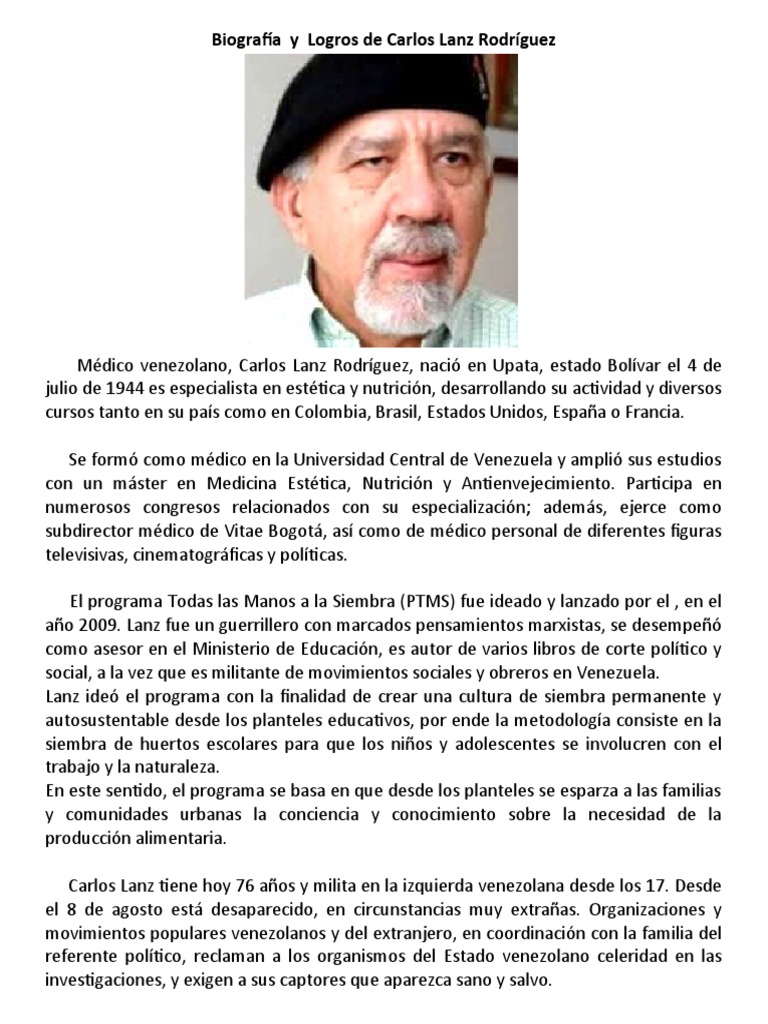 Biografía y Logros de Carlos Lanz Rodríguez | PDF