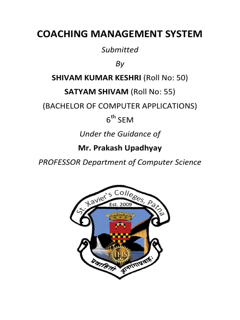 Coaching Management System: Submitted by | PDF | Microsoft Sql Server ...