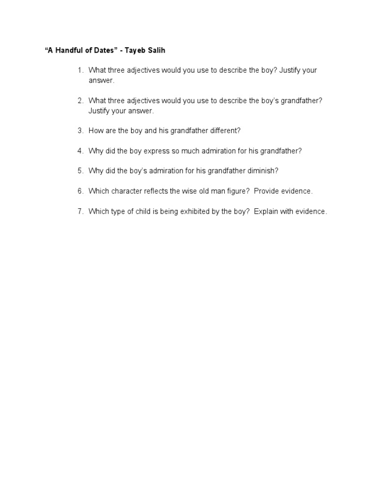 "A Handful of Dates" Questions | PDF