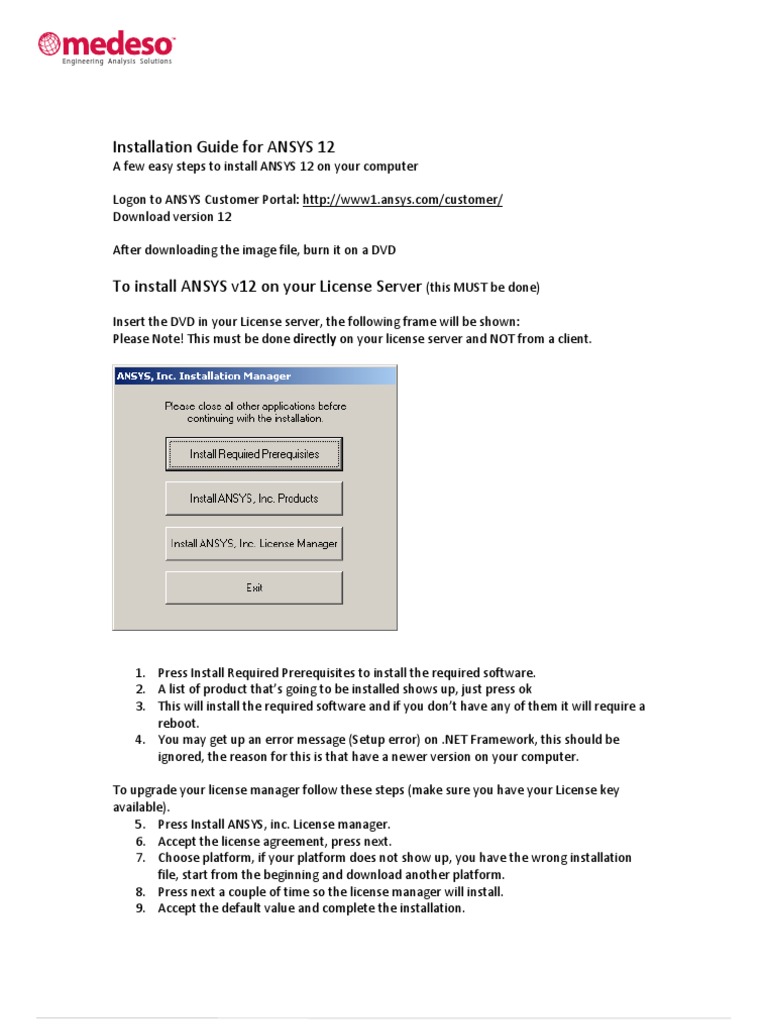 Installation Guide For ANSYS 12 To Install ANSYS v12 On Your ... | PDF ...
