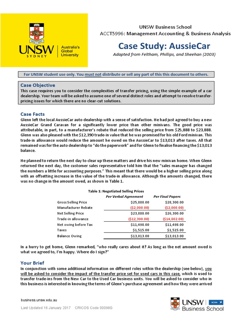 AussieCars Case Study | PDF | Used Car | Gross Margin