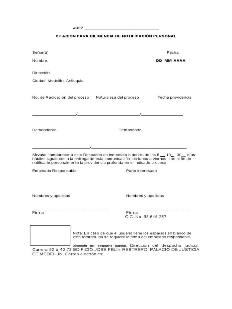 Modelo Notificación Personal | PDF
