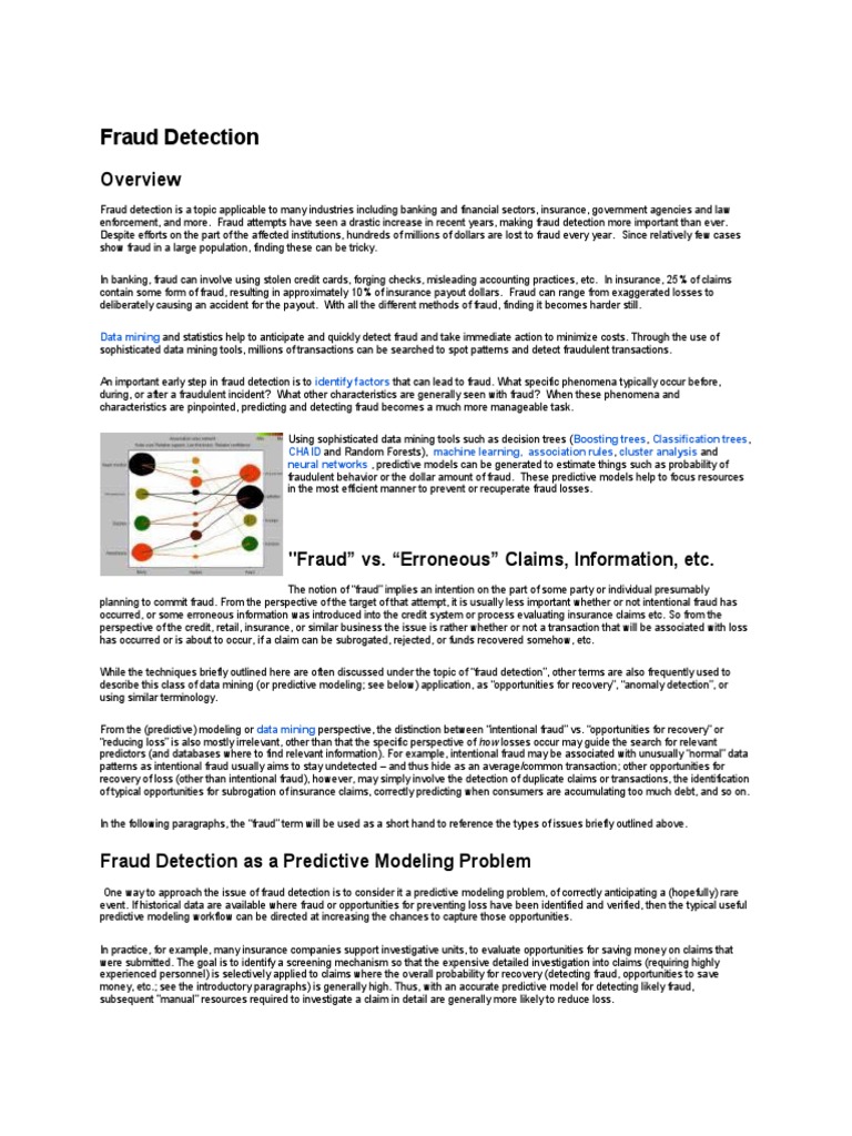 Fraud Detection: Data Mining | PDF | Fraud | Cluster Analysis