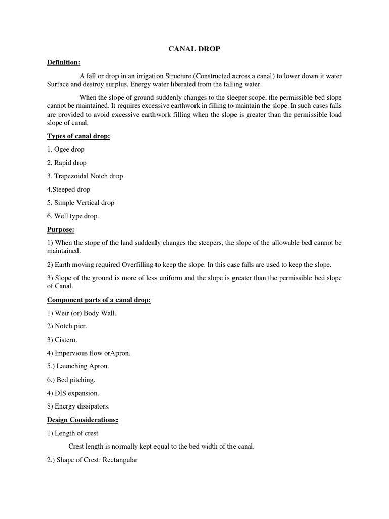 Definition:: Canal Drop | PDF | Civil Engineering | Water