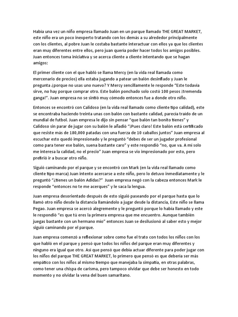 Historias de Clientes en el Parque | PDF