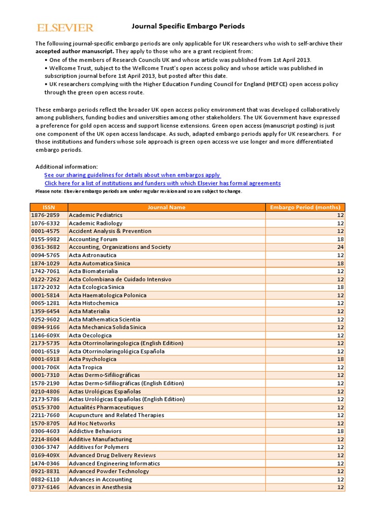 UK Embargo Periods | PDF | Open Access | Cancer