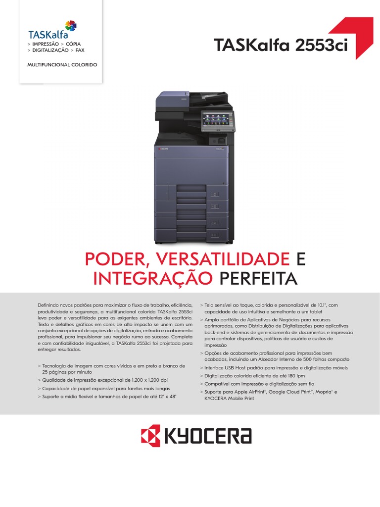 TASKalfa - 2553ci - Catalogo - PTBR V3 | PDF | Impressão | Tecnologia ...