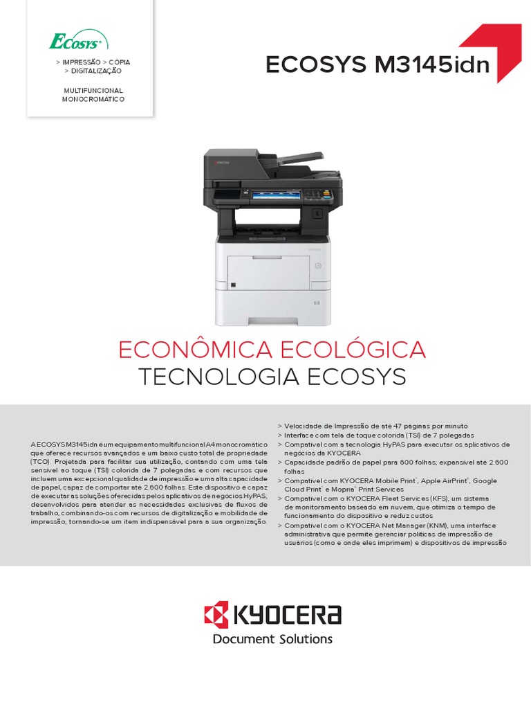 ECOSYS M3145idn PTBR V2 | PDF | Impressão | Redes de computadores
