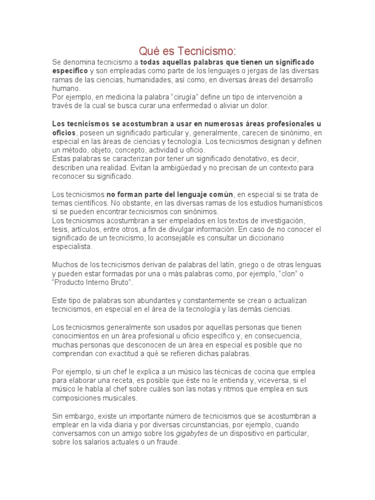 TECNICISMOS | PDF | Diccionario | Science