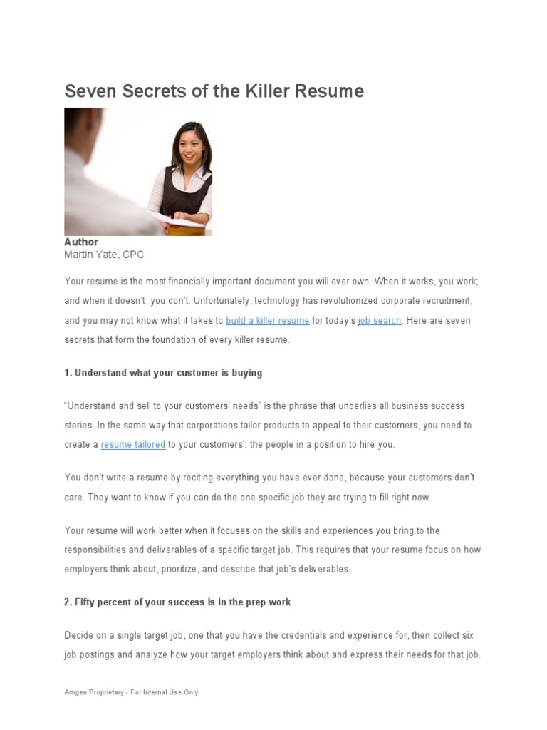 Seven Secrets of The Killer Resume: Author | Download Free PDF | Résumé ...