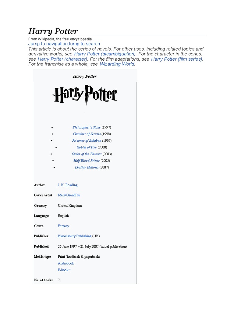 Harry Potter: Harry Potter (Disambiguation) Harry Potter (Character ...