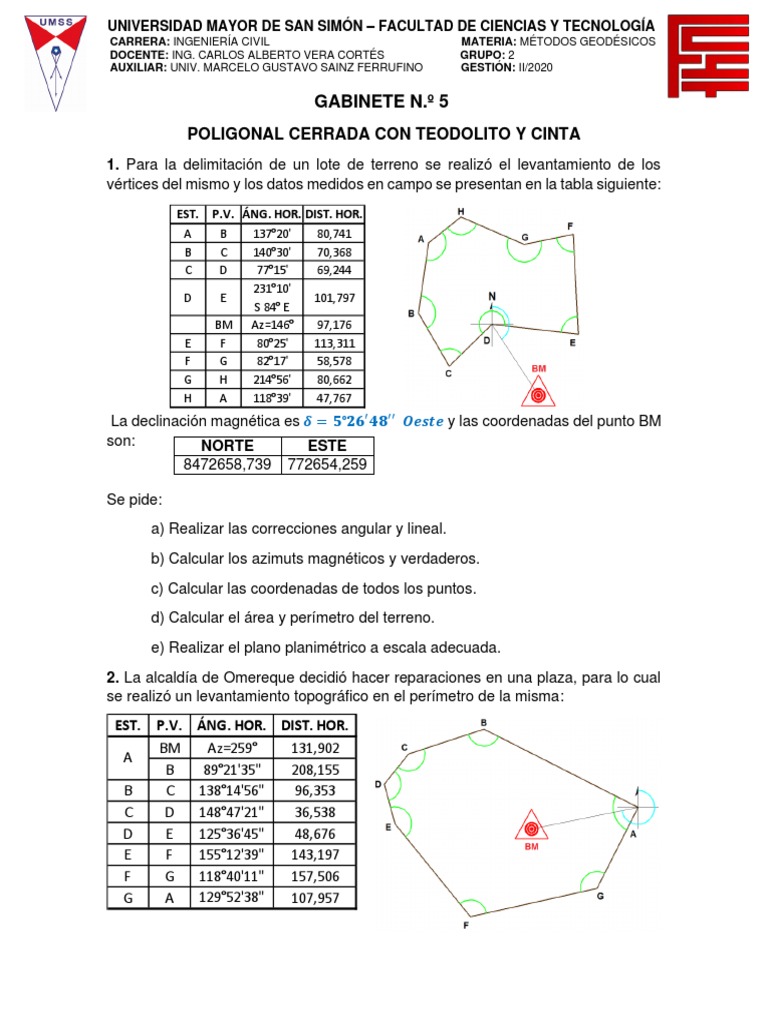 Ejemplo de Poligonal Cerrada Con Teodolito | PDF | Topografía | Agrimensura