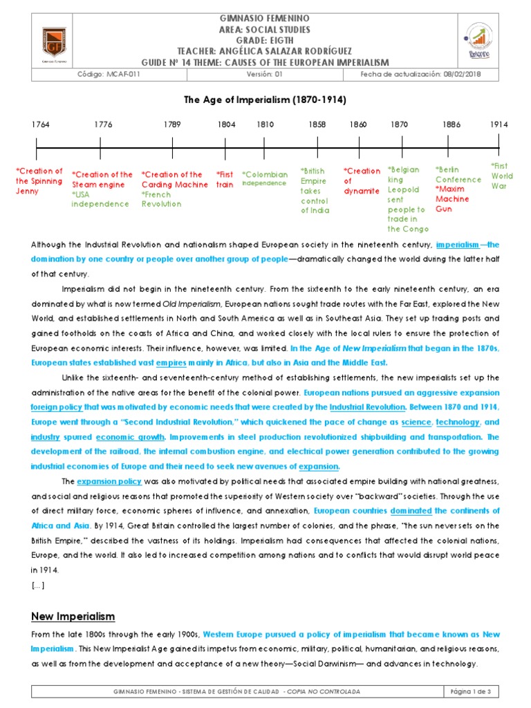 Guide 14 - New Imperialism | PDF | Imperialism | British Empire