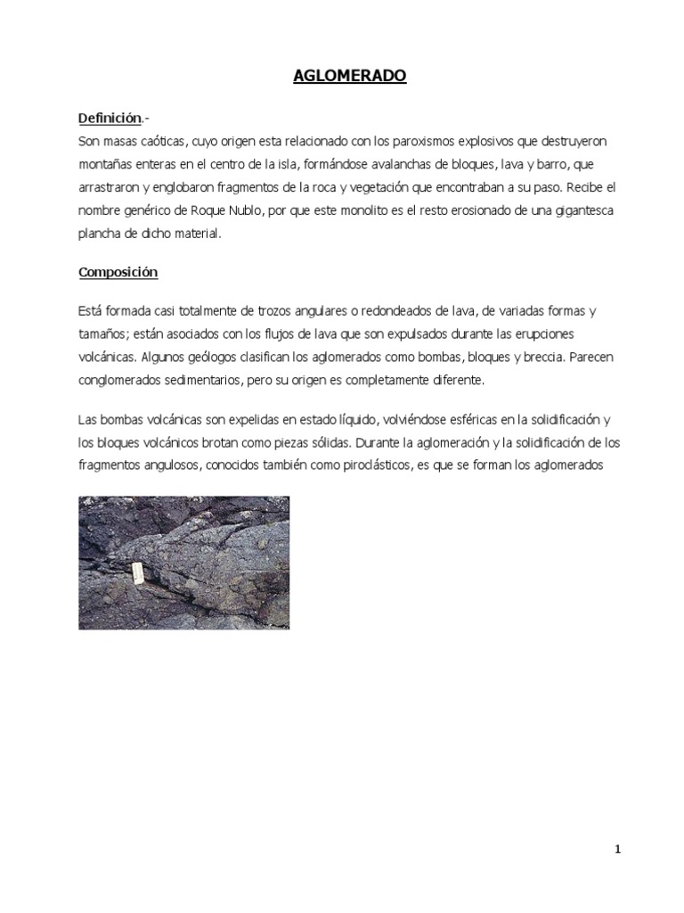 Rocas Volcanicas - Aglomerado | PDF | Roca ígnea | Roca (geología)