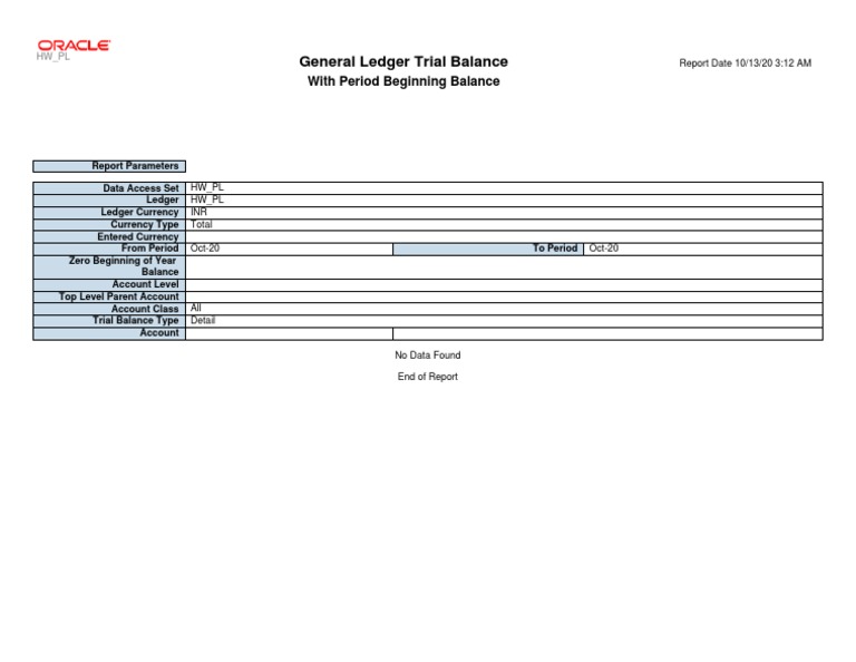 GlTrialBalance - General Ledger Trial Balance Report | PDF