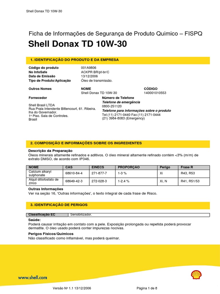 Fispq 002 - Donax TD 10w30 | PDF | Embalagem e rotulagem | Ambiente natural