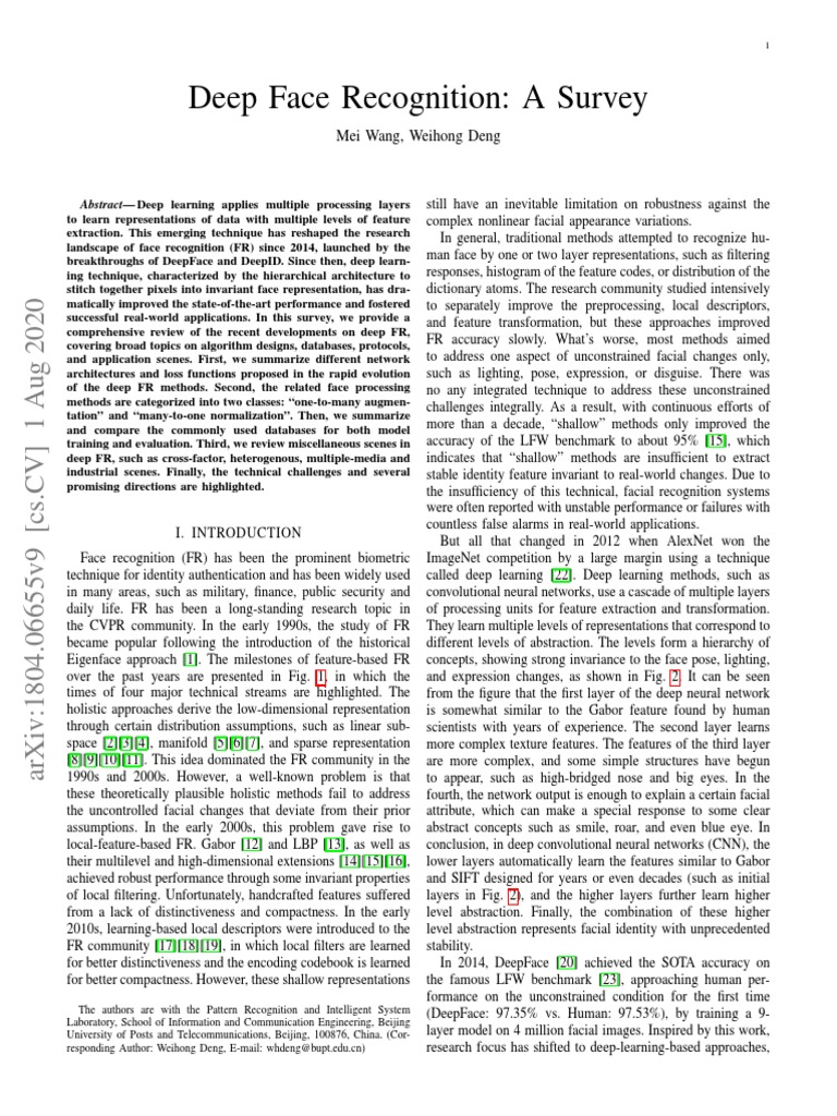 Deep Face Recognition: A Survey: Mei Wang, Weihong Deng | PDF | Deep ...