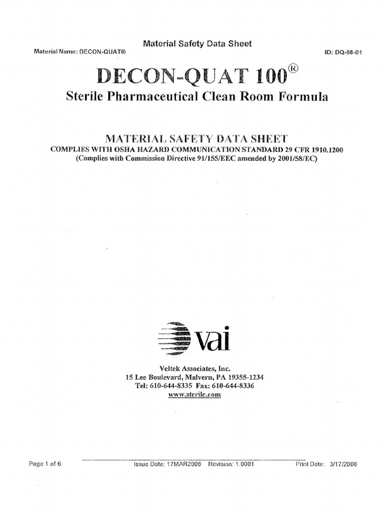 MSDS Decon-Quat | PDF
