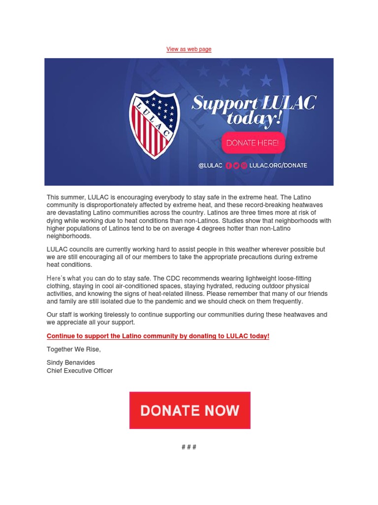 LULAC - How To Stay Safe in Extreme Heat! | PDF