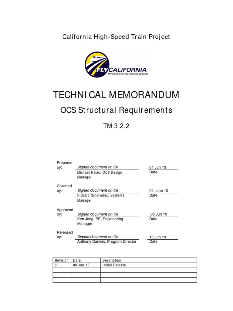 Technical Memorandum: OCS Structural Requirements | PDF | Rail Transport | Civil Engineering