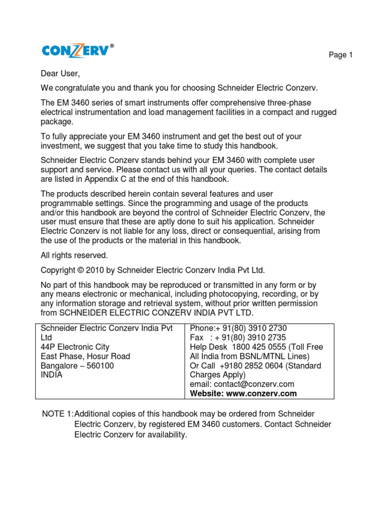 Conzerv Em3000 User Manual | PDF | Relay | Alternating Current
