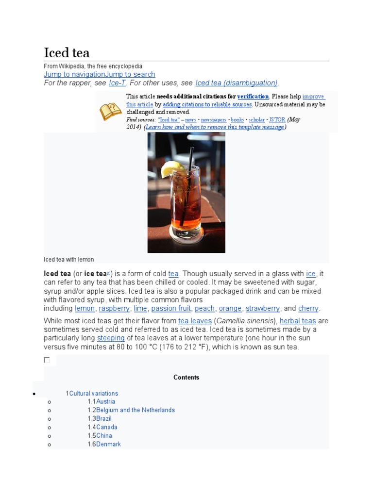 Iced Tea: Jump To Navigation Jump To Search | PDF | Hot Drinks ...