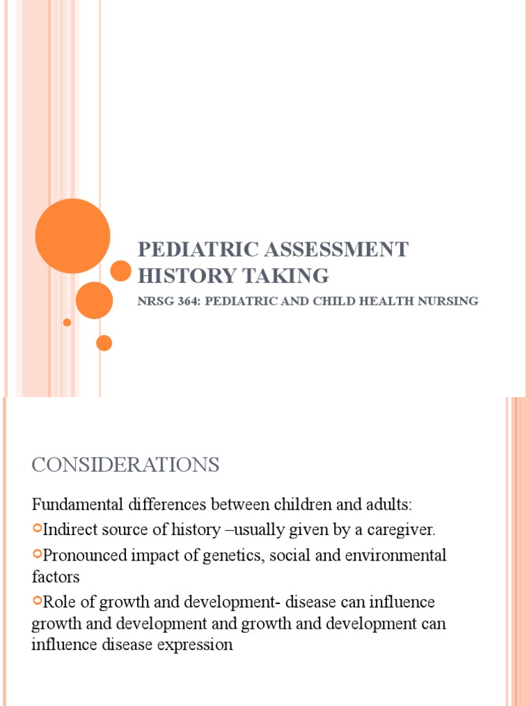 Pediatric History Taking Guidelines | PDF | Caregiver | Childbirth