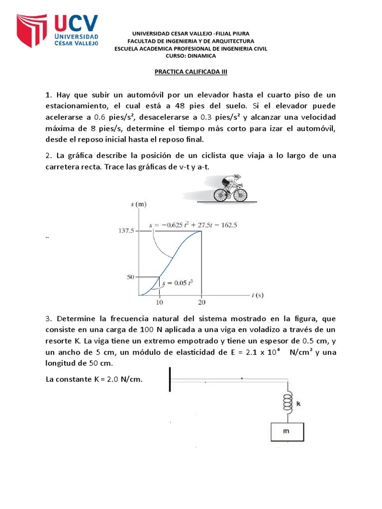 Dinamica. Practica Calificada Iii | PDF