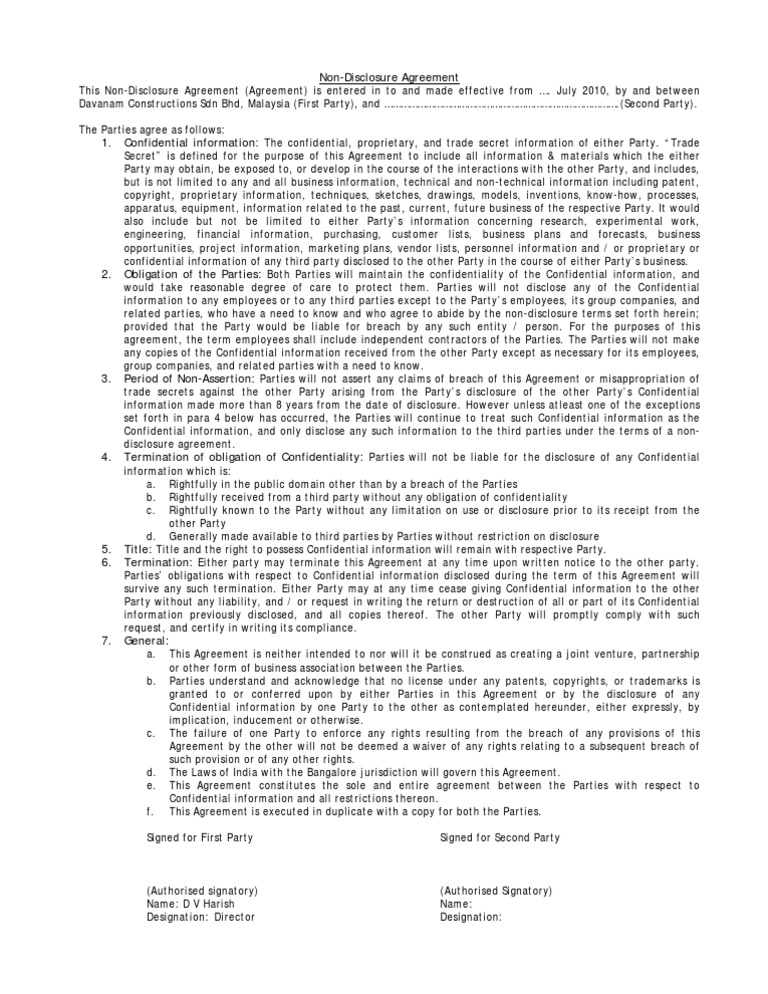 NDA | PDF | Non Disclosure Agreement | Trade Secret