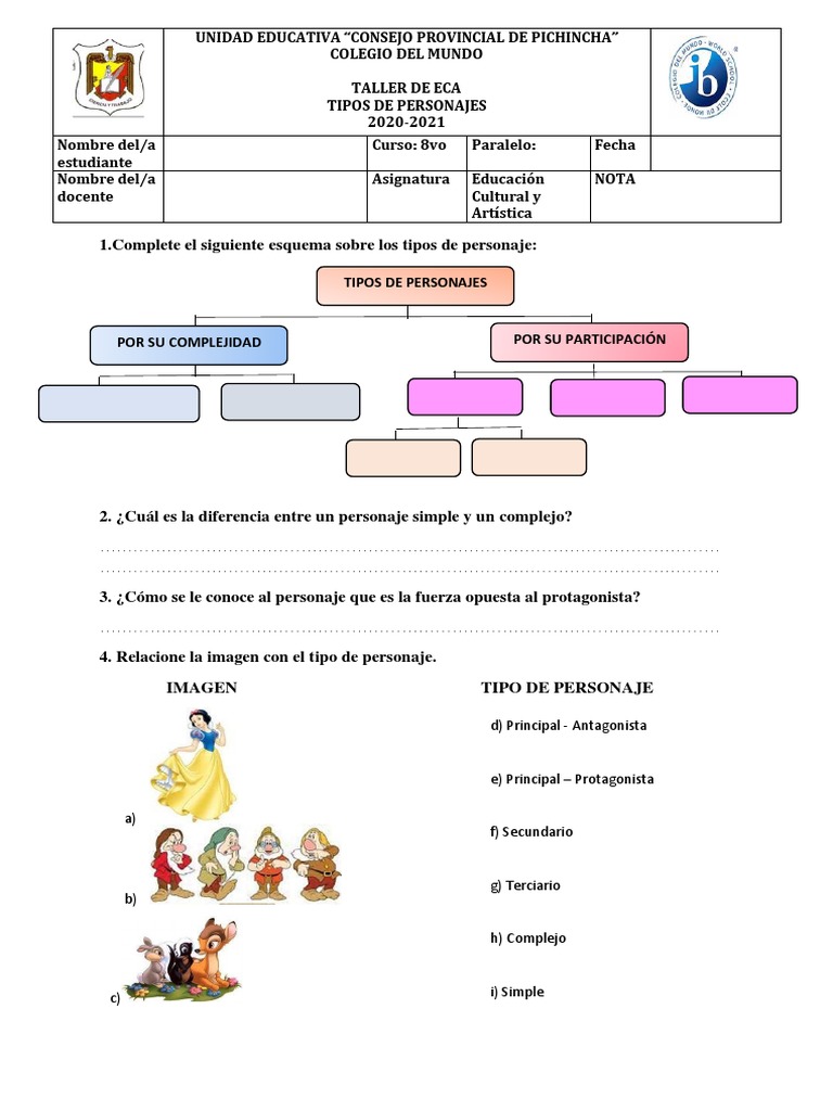 Taller Tipos de Personajes | PDF | Ficción general