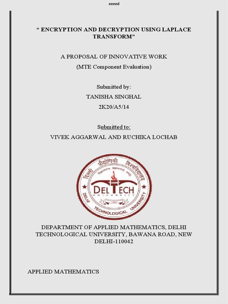 Encryption and Decryption Using Laplace Transform | PDF | Encryption | Cryptography