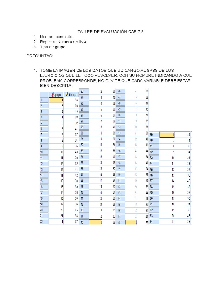 TALLER EVAL CAP7 y 8 Solucion | PDF