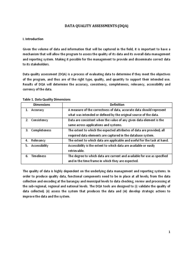 Data Quality Assessment Guide | PDF | Data Quality | Accuracy And Precision