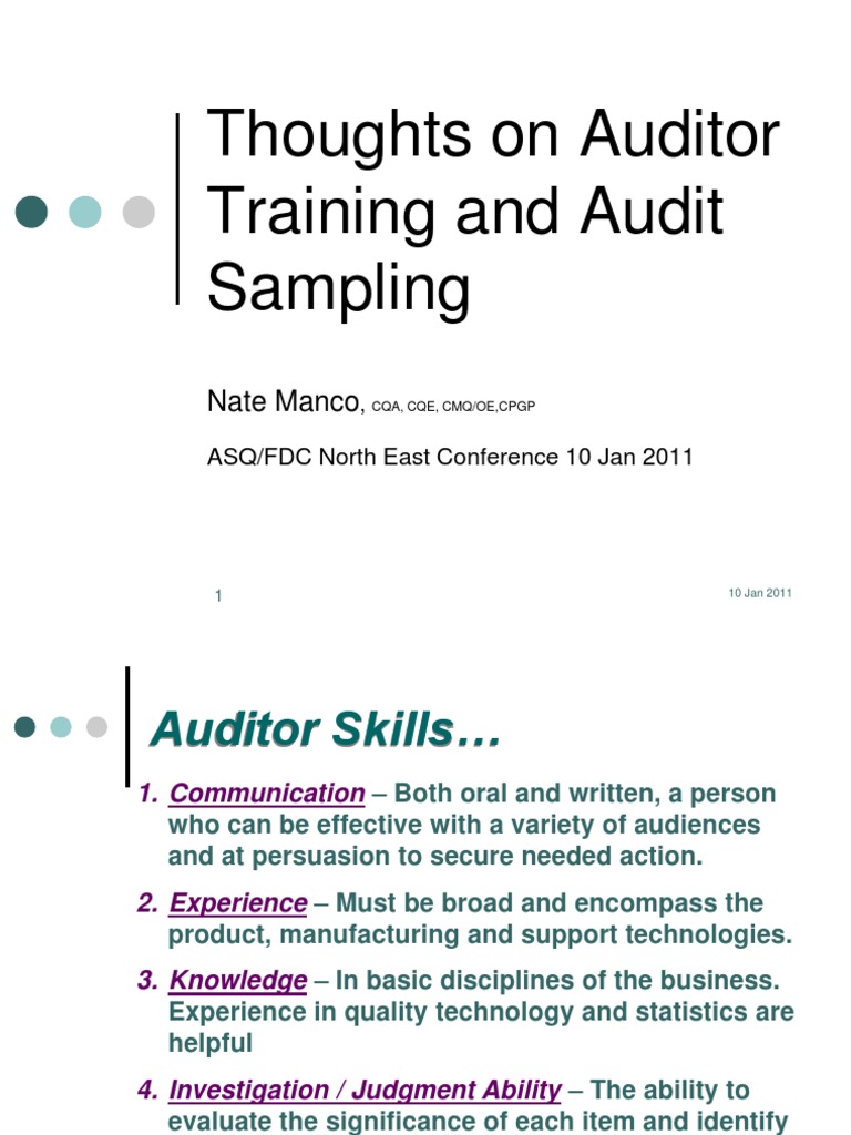 Auditor Training For Generic Audit Skills and GMP Regulations | PDF ...