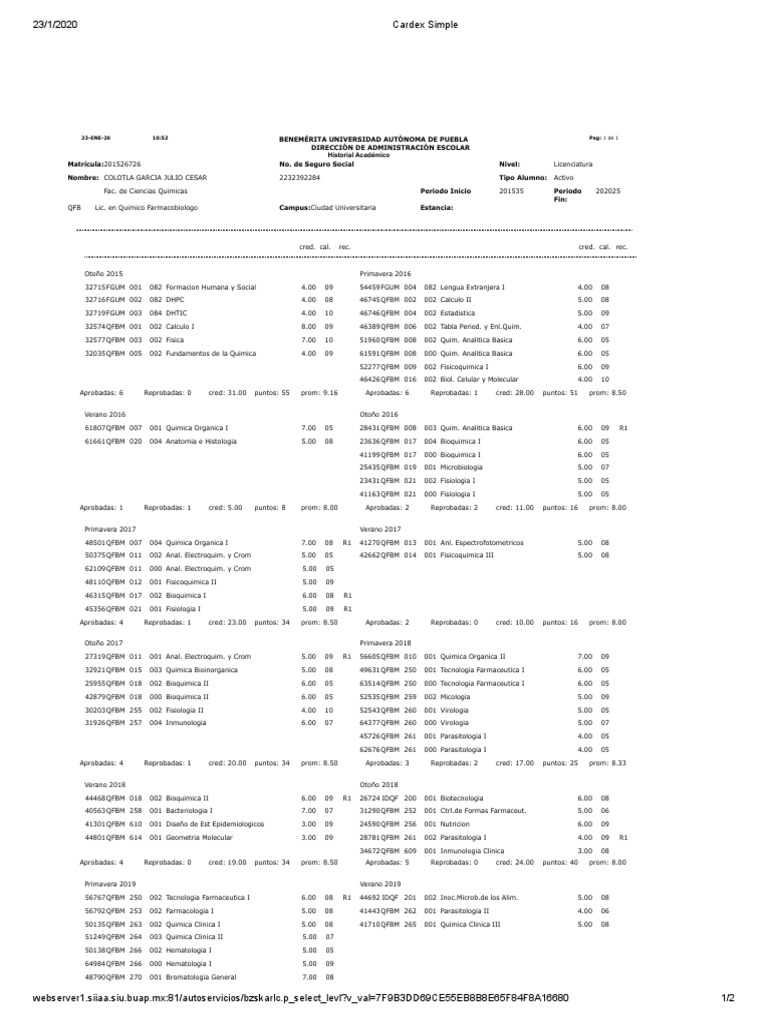 Cardex Simple | PDF | Ciencias Naturales | Química