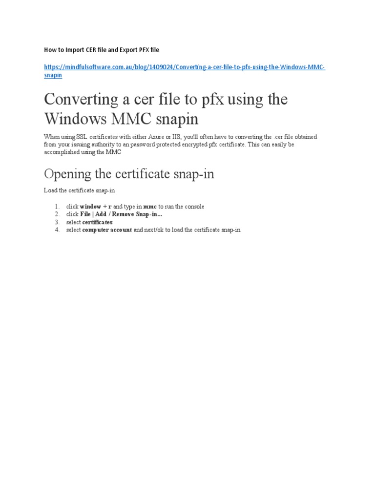 How To Generat PFX File From CER File | PDF