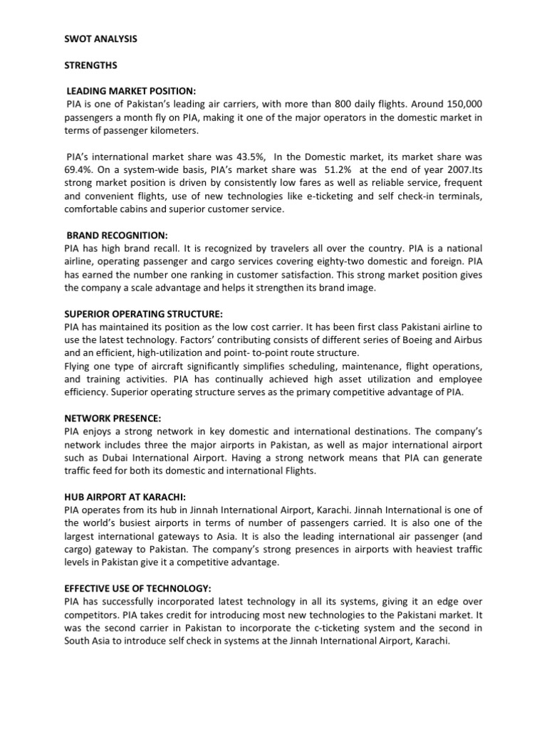 Swot Pia | PDF | Airlines | Aviation