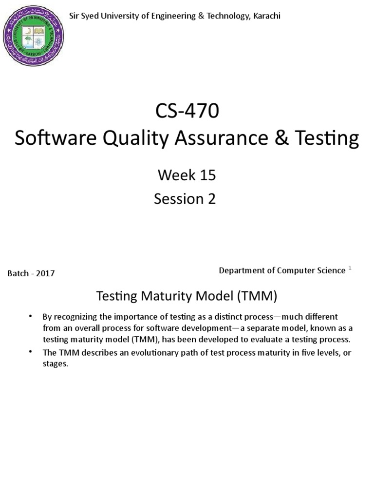CS 470 - Week 15 - Session 2 | PDF | Goal | Software Testing