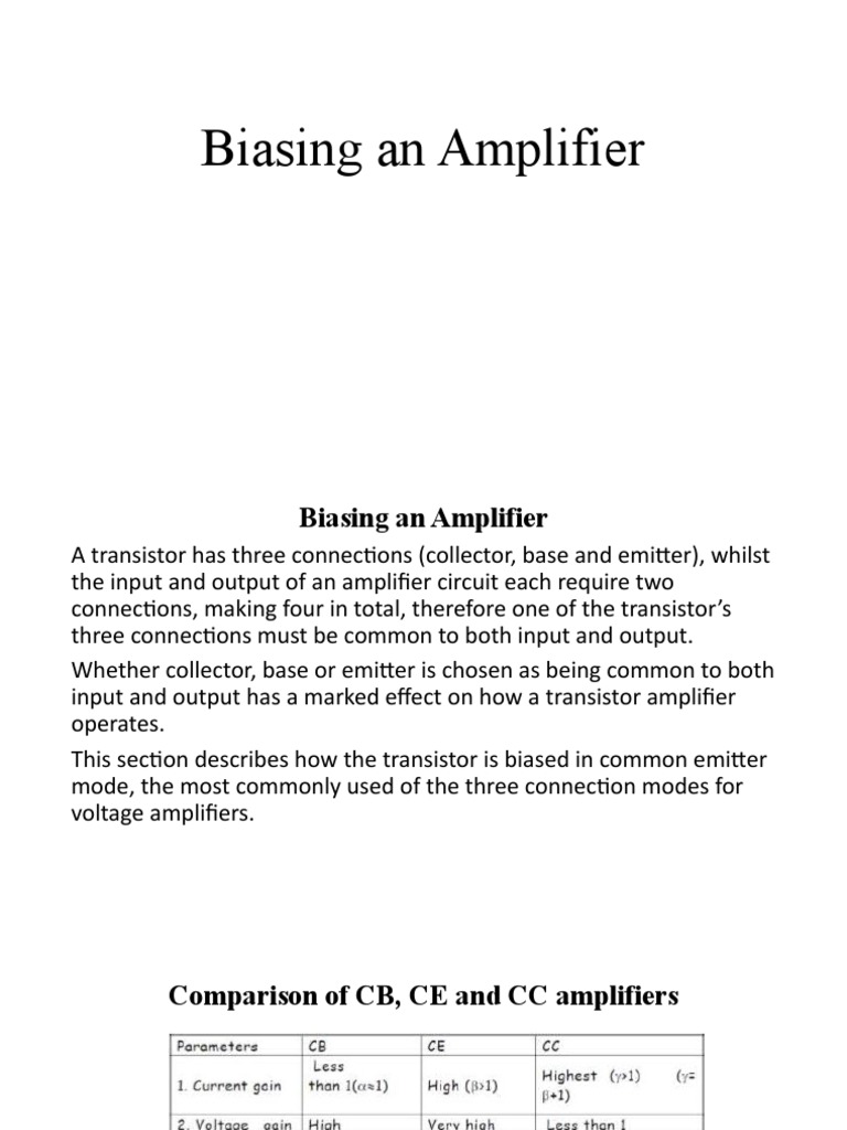 Biasing Amplifiers | PDF | Amplifier | Electrical Components