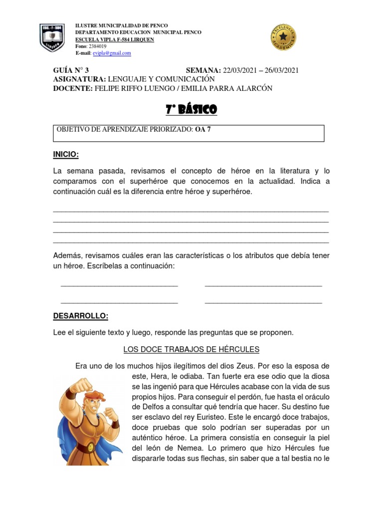 Guía De Comprensión Lectora 7 Básico Pdf