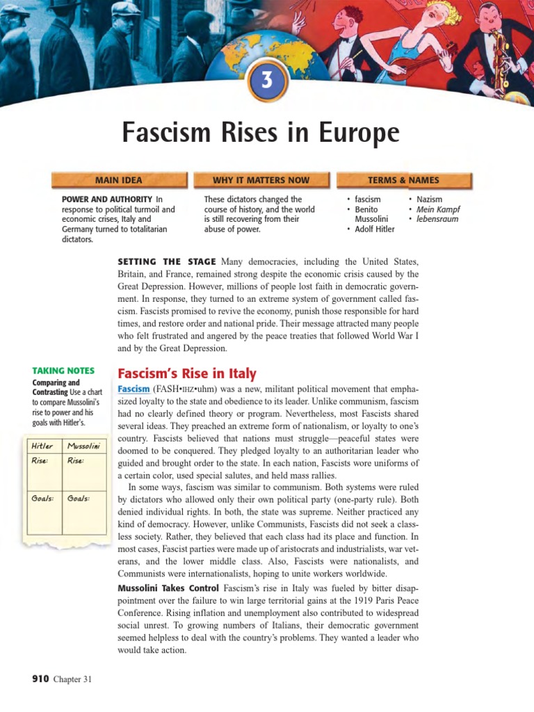 Fascism Rises in Europe | PDF | Fascism | Benito Mussolini