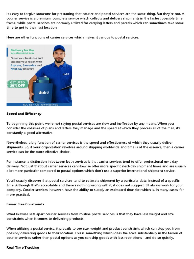 Functions of Courier Services and How They're Various From Postal ...