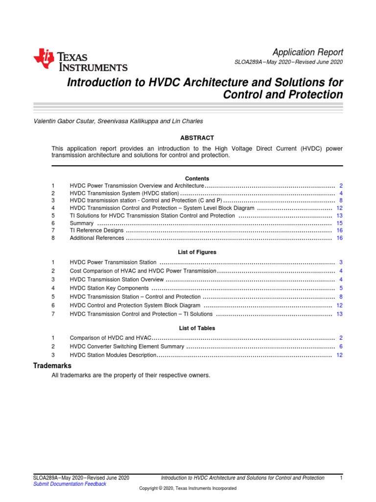 Introduction To HVDC Architecture and Solutions For Control and ...