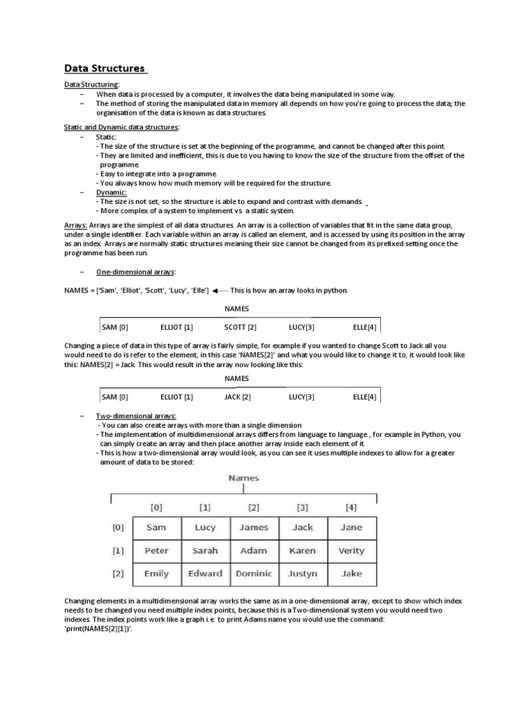 Data Structures Notes | Download Free PDF | Data Structure | Array Data ...