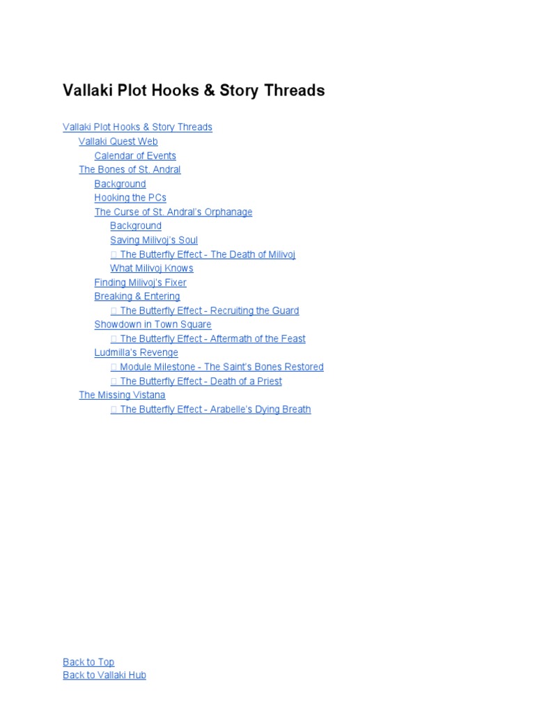 Curse of Strahd - Reloaded - Town of Vallaki - Plot Hooks & Story Threads | PDF | Orphanage