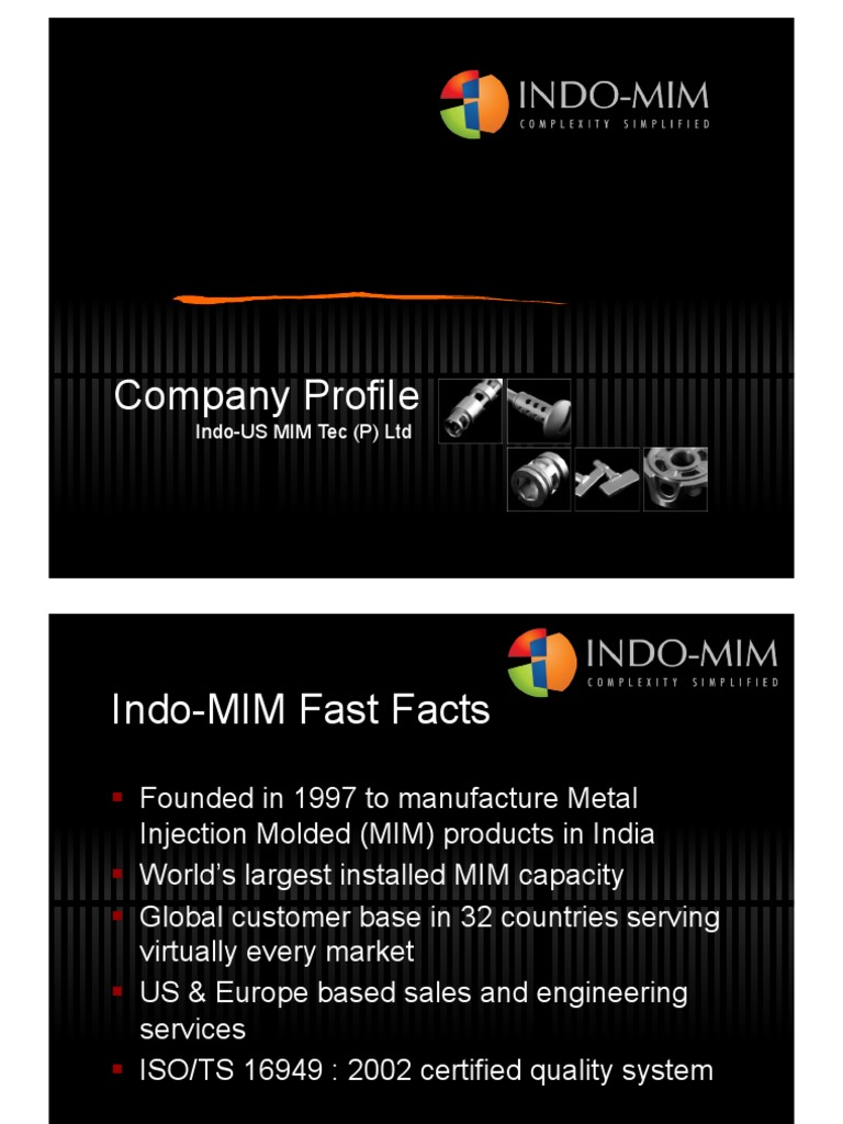 Indo-MIM Company Overview and Capabilities | PDF | Numerical Control ...